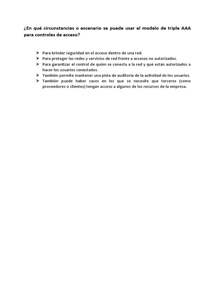Uso del Modelo AAA en Controles de Acceso | PDF