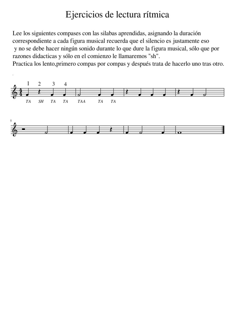 Ejercicios de Lectura Rítmica | PDF