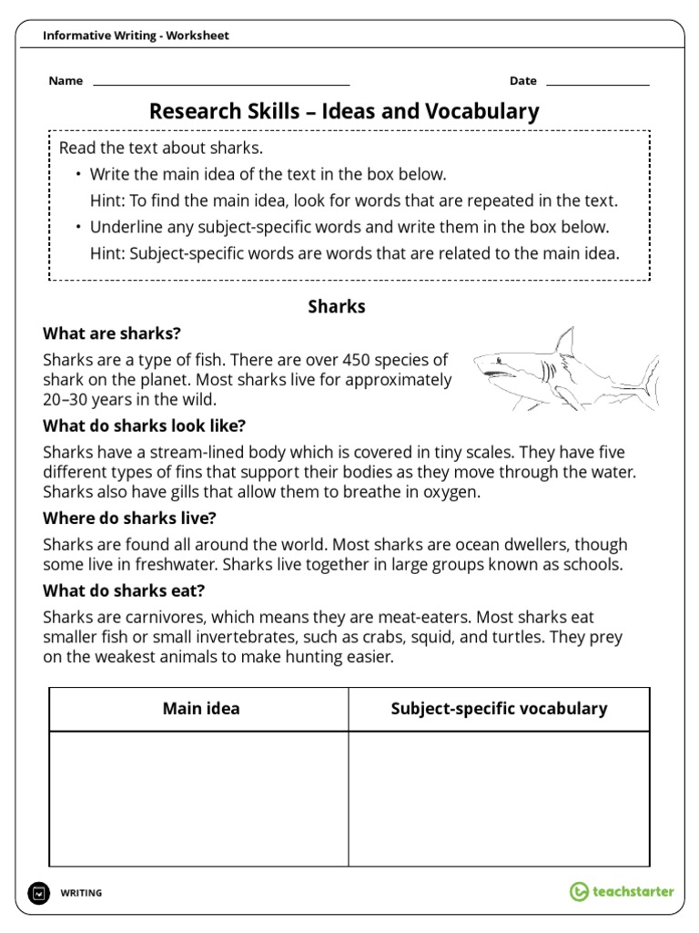 Informative Writing Worksheet on Sharks, Astronauts, and Smartphones ...