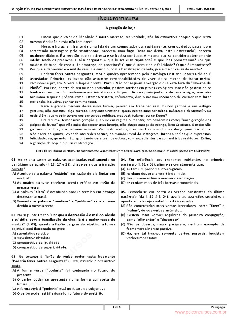 Provas Passadas Pedagogia em Geral | PDF | Educação Especial | Aprendizado