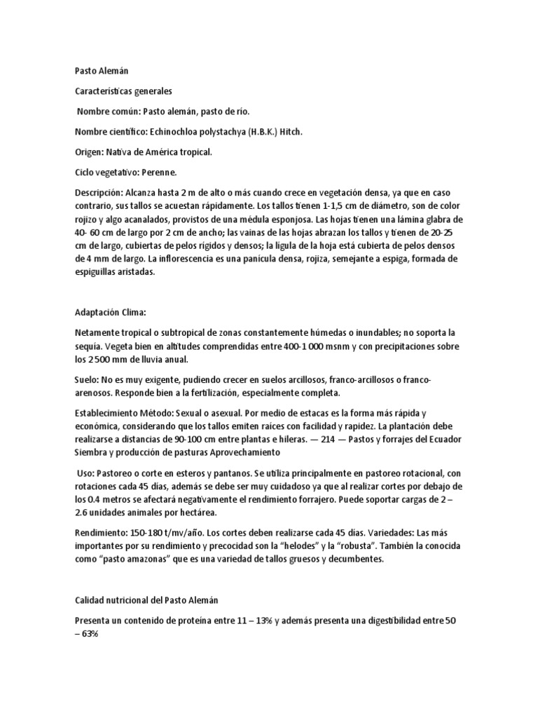 Pasto Alemán | PDF | Fertilizante | Plantas