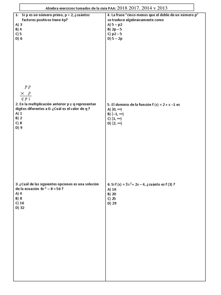 Ejercicios de Algebra | PDF | Álgebra abstracta | Aritmética