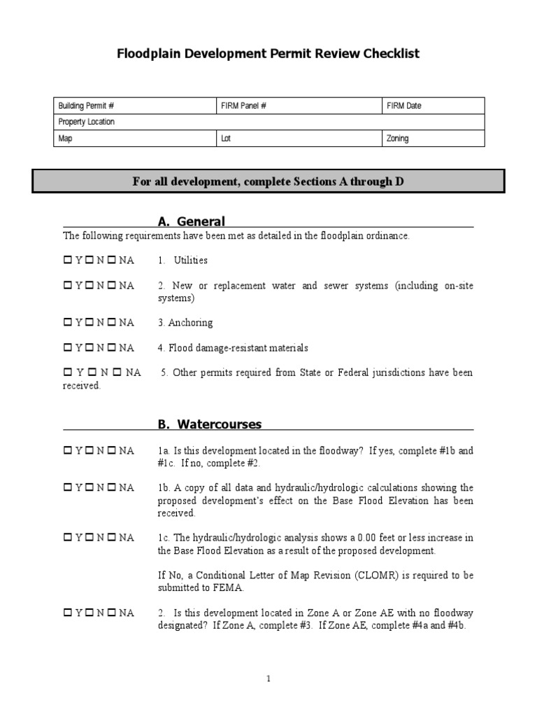 Sample Permit Review Checklist | PDF | Flood | Floodplain