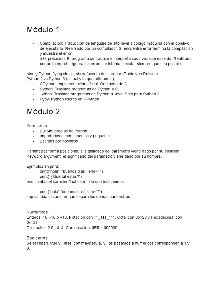 Python Resumen Senkaparte 1 | PDF | Python (lenguaje de programación) | Compilador