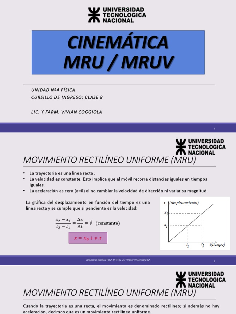 Clase 8 Cinematica MRU MRUV Teorico | PDF | Aceleración | Velocidad
