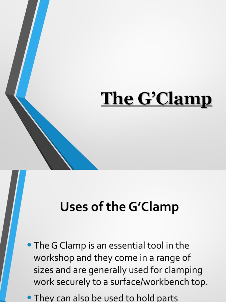 G-Clamp: Uses and Tightening Guide | PDF | Law | Home & Garden