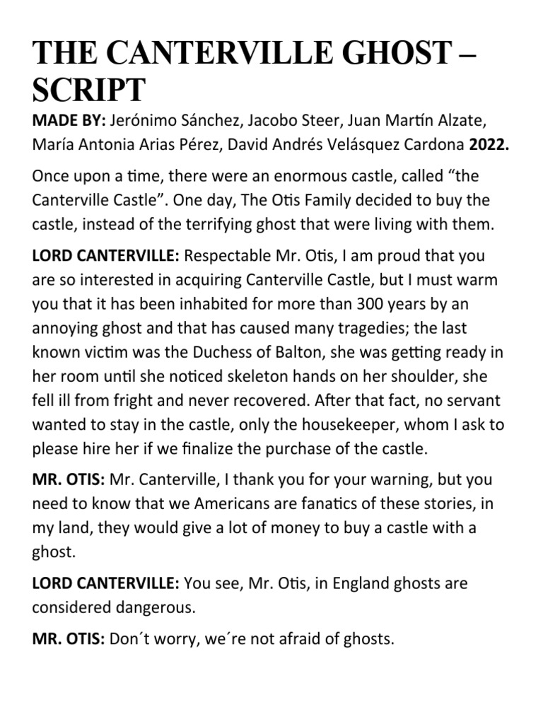 The Canterville Ghost - Script | PDF