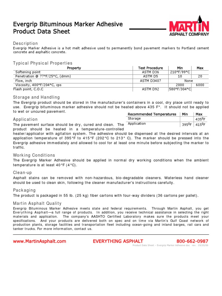 Ficha Tecnica y Certificado de Bituminoso Martin | PDF | Adhesive | Asphalt