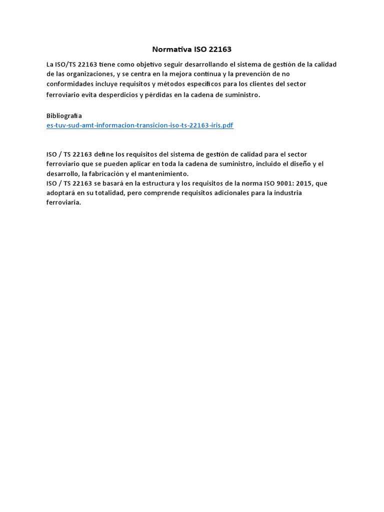 Normativa ISO 22163 | PDF