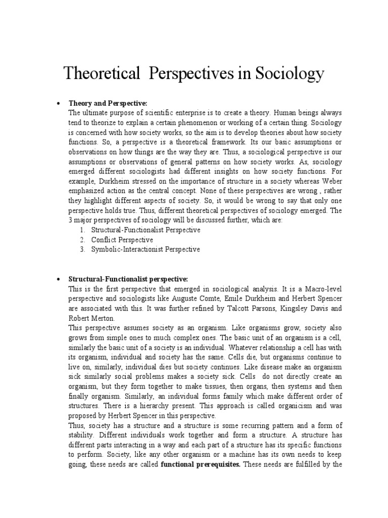 Theoretical Perspectives in Sociology | PDF | Sociology | Karl Marx