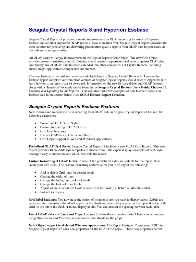 Crystal Reports 8 OLAP Enhancements | PDF | Business | Technology ...