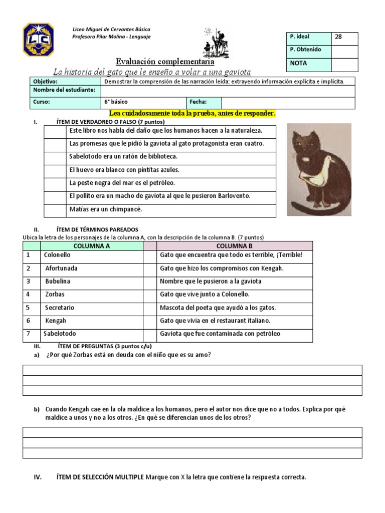 Colonello: El gato y la gaviota | PDF