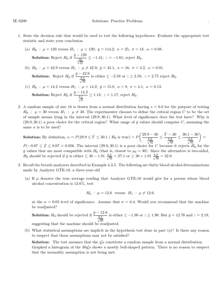 Practice Problems - Ans | PDF | Statistics | Probability Theory