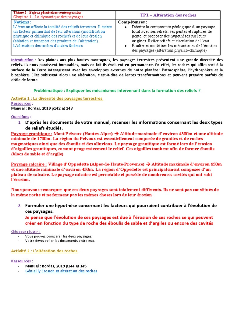 TP1 1 | PDF | Granit | Terre
