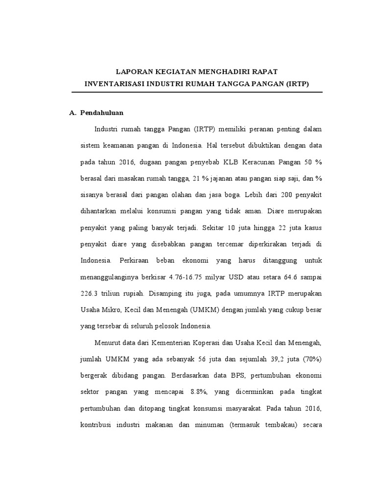 Lap. Rapat IRTP | PDF