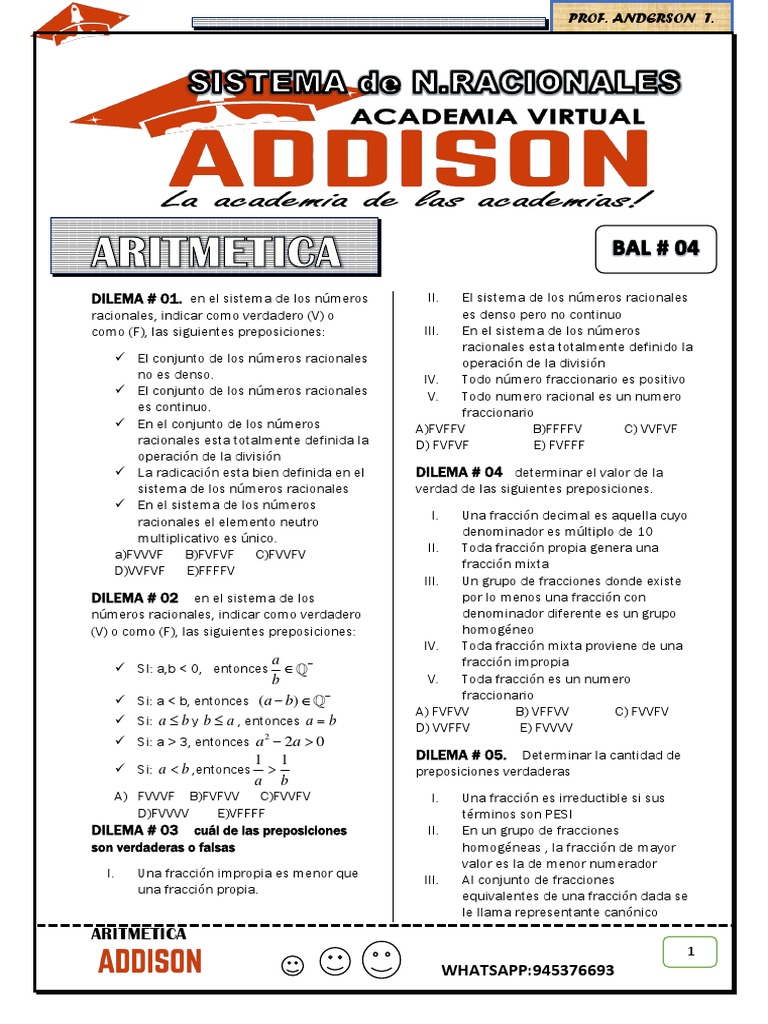 Sistema de Los Numeros Racionales | PDF | Número racional | Lexicología