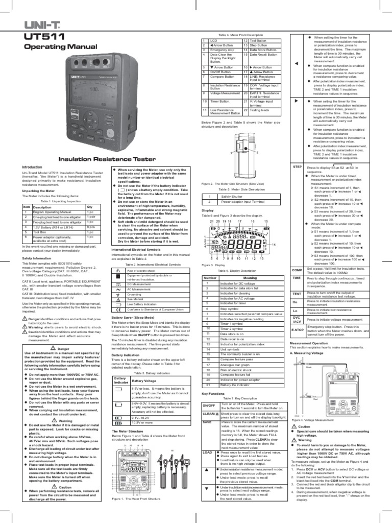 Manual UT511 | PDF | Power Supply | Electrical Resistance And Conductance