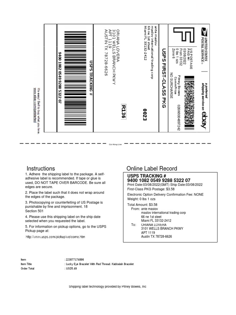 Shipping Label Instructions | PDF | United States Postal Service ...