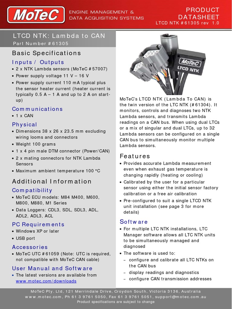 Cds61305 LTCD NTK Lambda To Can Dual | PDF | Usb | Electrical Connector