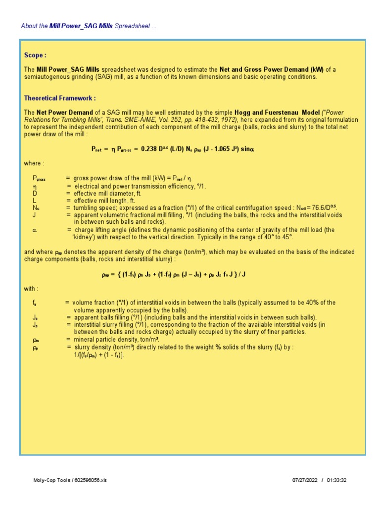 Mill Power SAG Mills | PDF | Mill (Grinding) | Ton