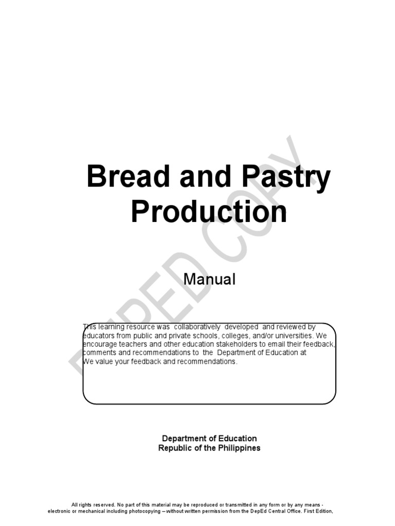 Bread and Pastry Production Manual | PDF | Baking | Copyright