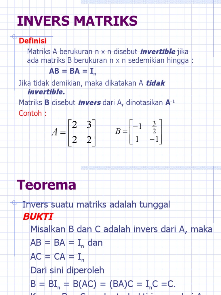 Panduan Invers Matriks | PDF | Metode & Bahan Ajar