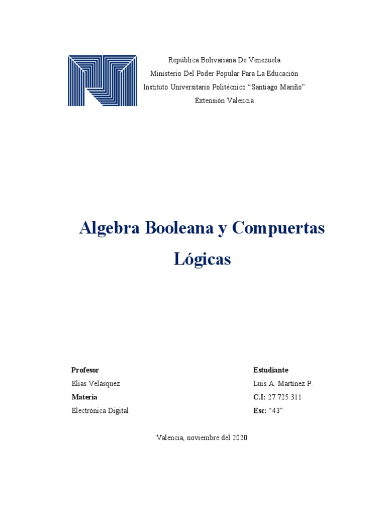 Álgebra Booleana y Compuertas Lógicas | PDF | Puerta lógica | Ingeniería Informática