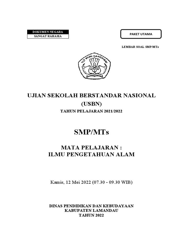 Soal Usbn Ipa 2022 | PDF