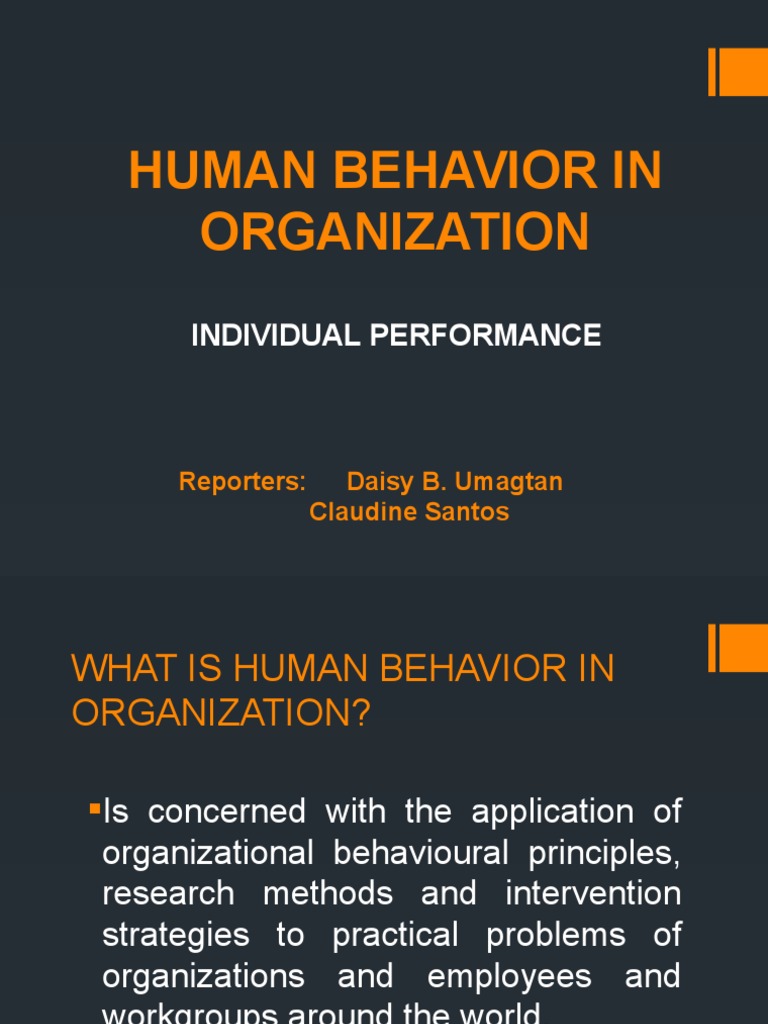 Human Behavior and Individual Performance | PDF | Motivational | Motivation