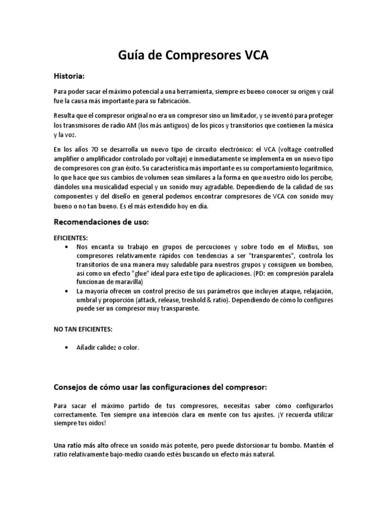 Guía de Compresores VCA | PDF | Sonido | Electricidad