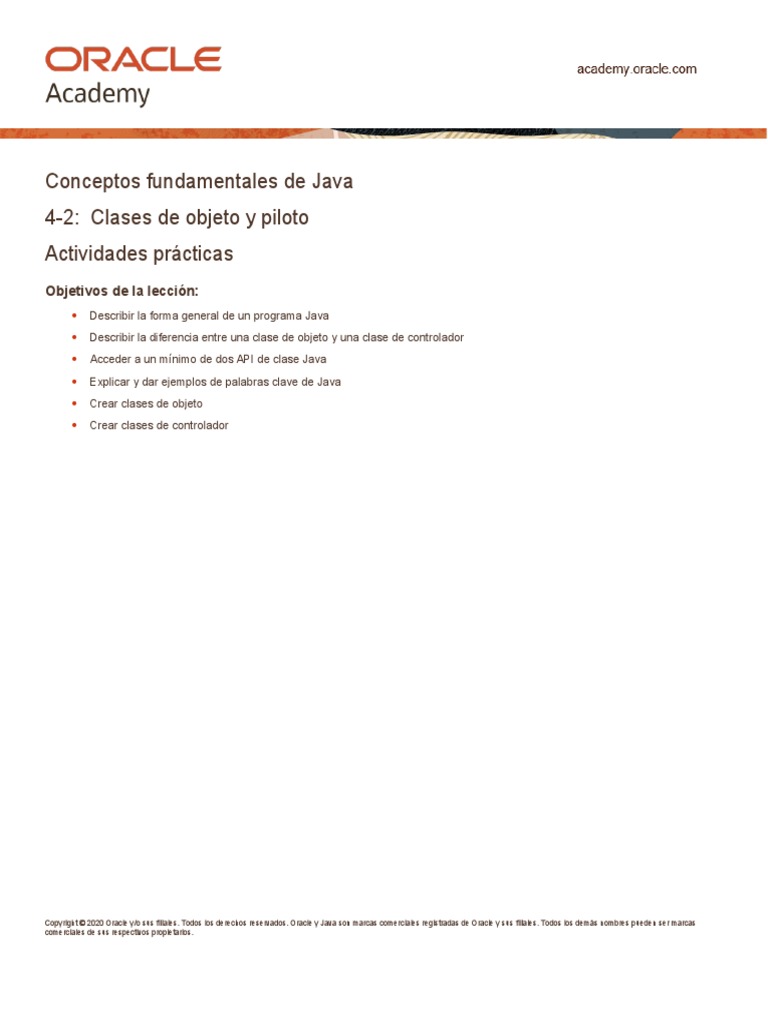JF 4 2 Practice Esp | PDF | Java (lenguaje de programación) | Objeto (informática)