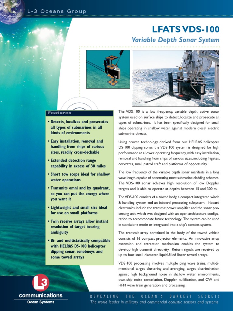 L-3 Ocean Systems Lfats Vds-100 | PDF | Sonar | Submarines