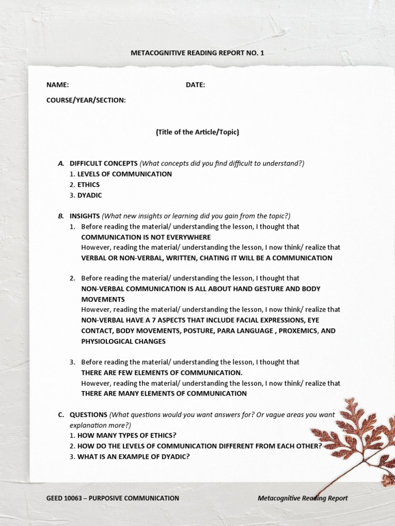 A. DIFFICULT CONCEPTS (What Concepts Did You Find Difficult To ...