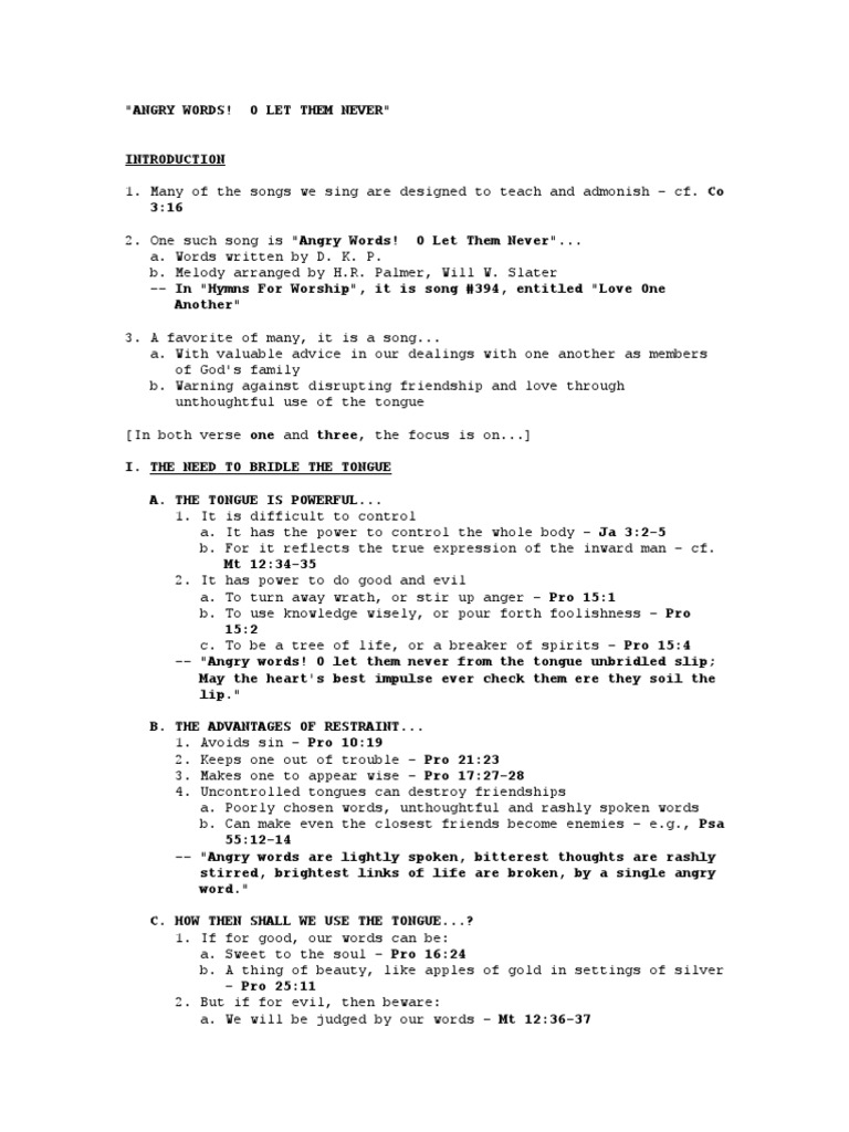 ANGRY WORDS PDF Love Anger