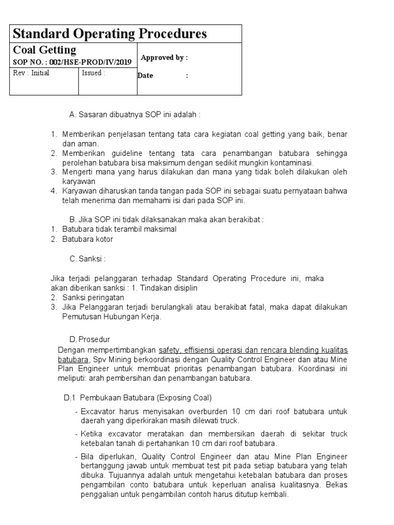 1.SOP Kerja | PDF