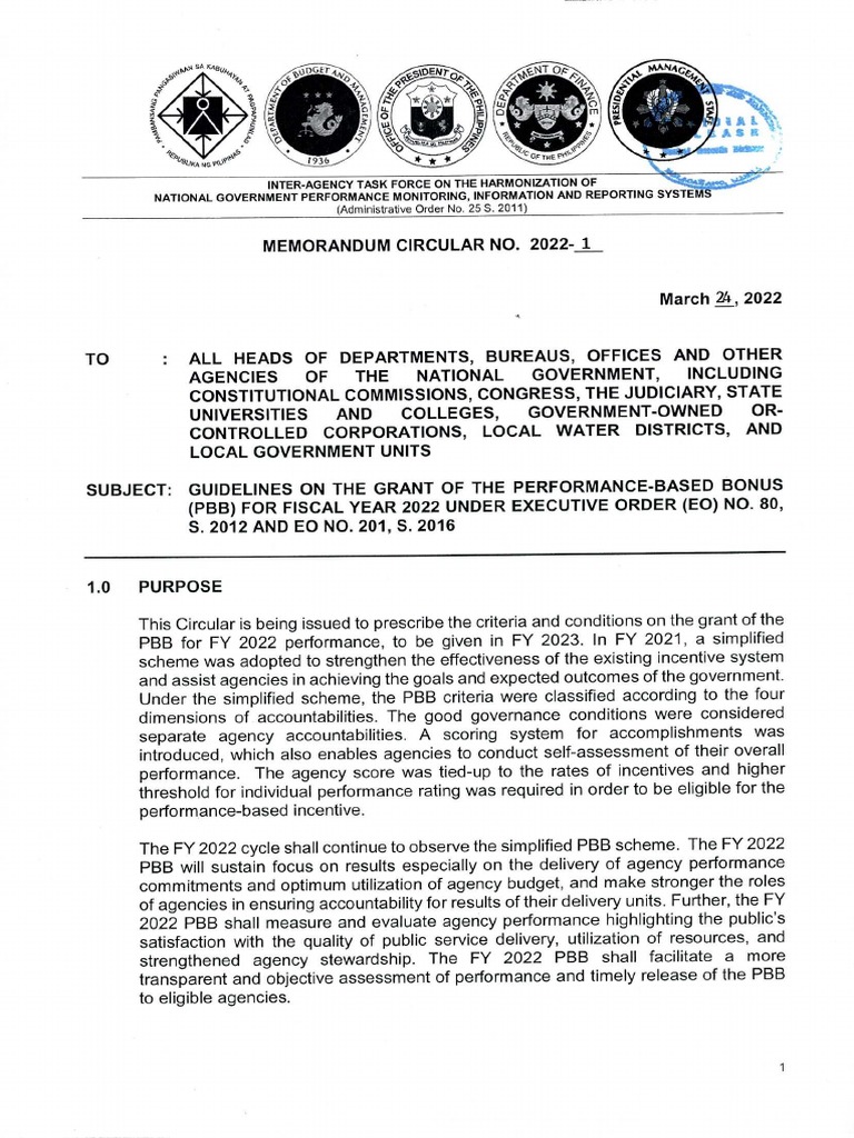 Memorandum Circular No 2022 1 Dated March 24 2022 Latest Performance ...