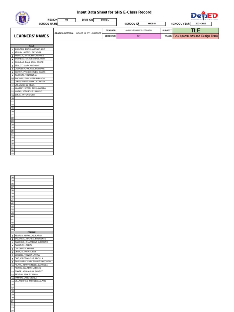 SHS E Class Record Modified | PDF