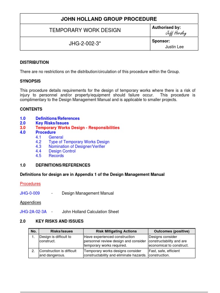 JHG-2-002-3 Temporary Work Design Rev 5 (230810) | PDF | Verification ...