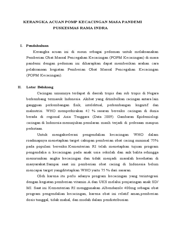 Panduan POPM Kecacingan Pandemi | PDF