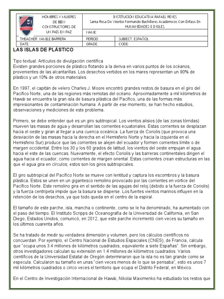 Islas de Plástico en los Océanos | PDF | Residuos | Océanos