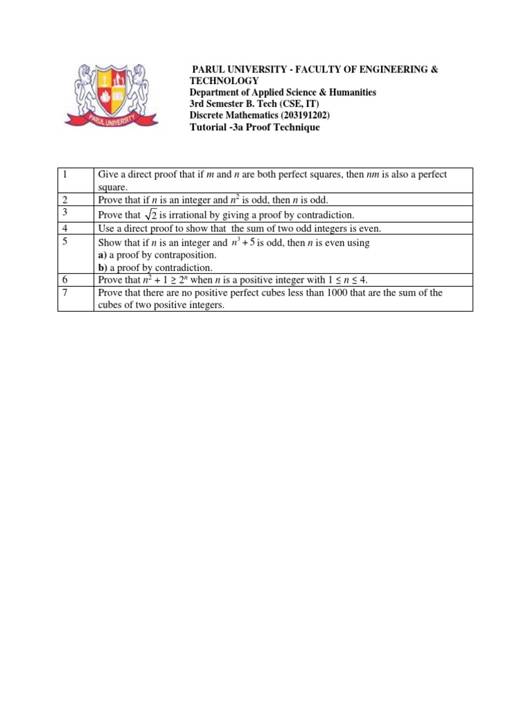 Tutorial - 3a: Proof Technique | PDF