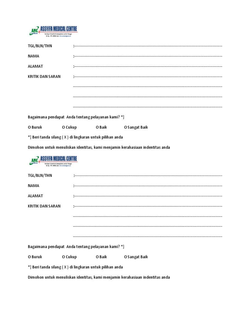 Form Kritik Dan Saran | PDF | Bisnis | Komputer