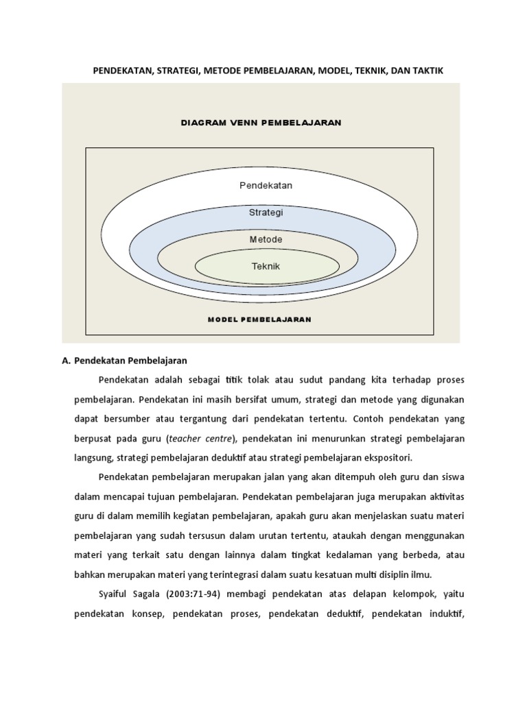 Strategi, Pendekatan, Metode, Model, Teknik Dan Taktik | PDF