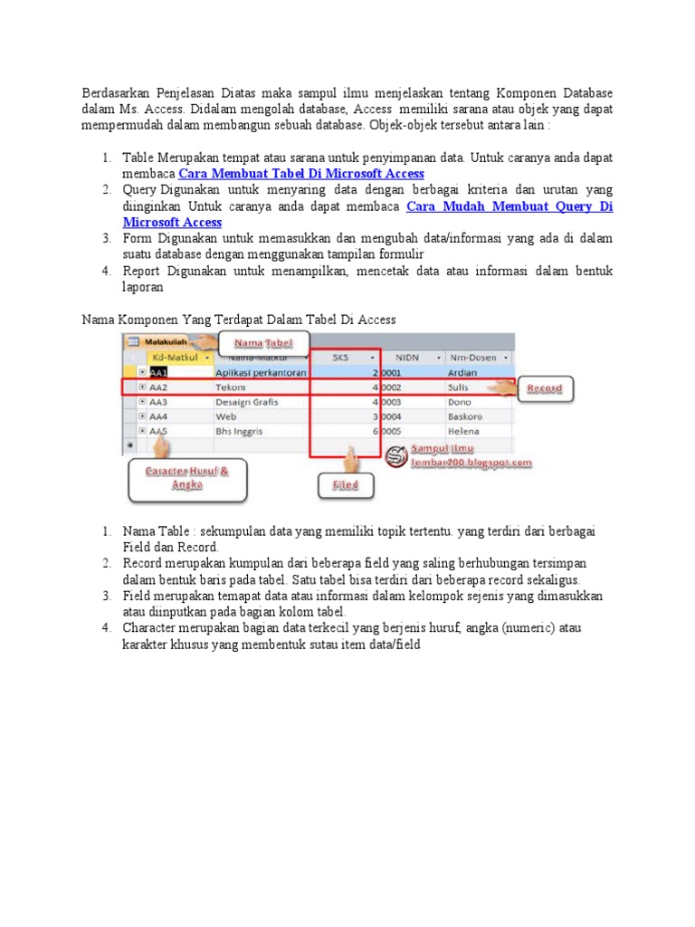 Komponen Utama Microsoft Access | PDF | Bisnis | Teknologi & Rekayasa