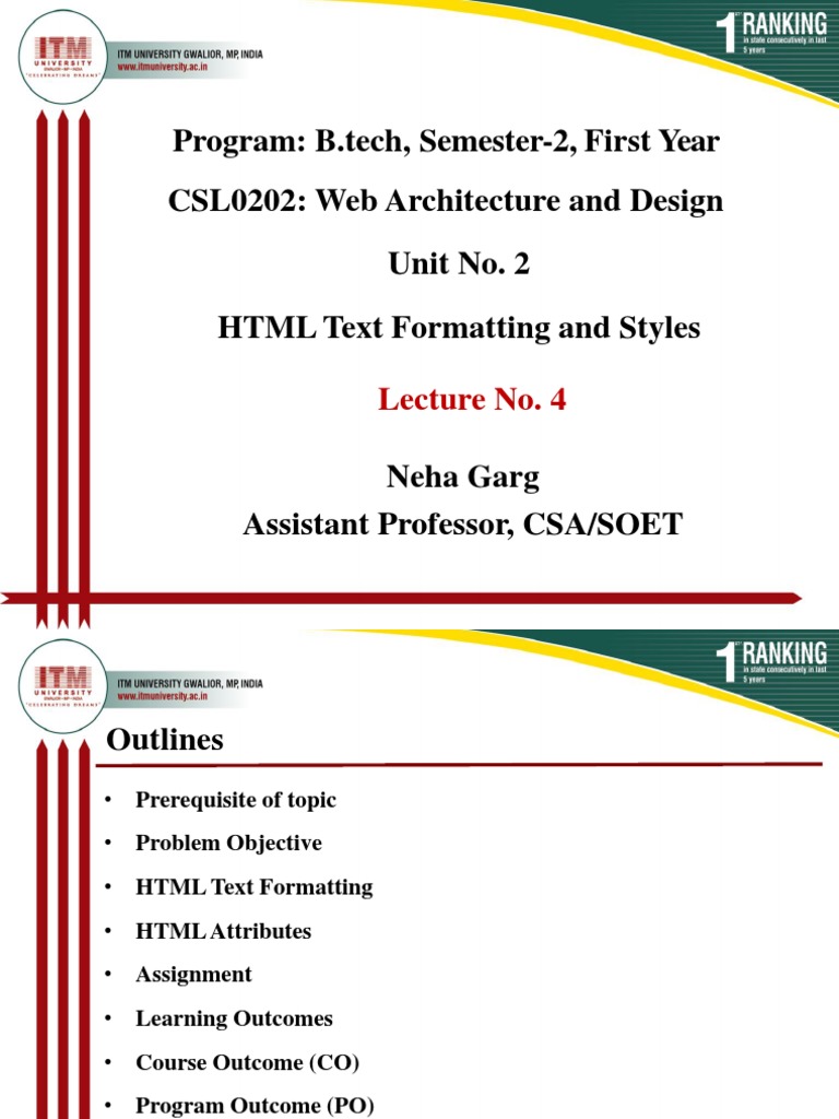 4 - HTML Text Formatting and Styles | PDF | Html | Html Element
