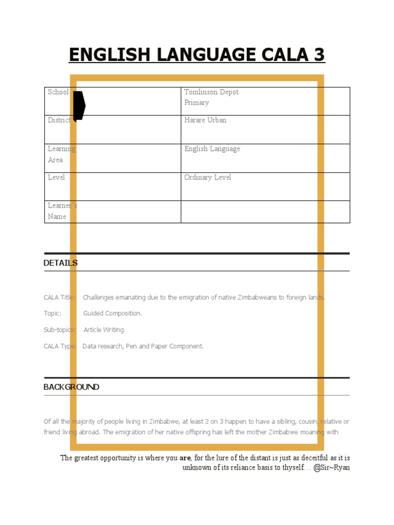 English Language Cala 3 Learner's Guide 3 | PDF | Zimbabwe | Learning