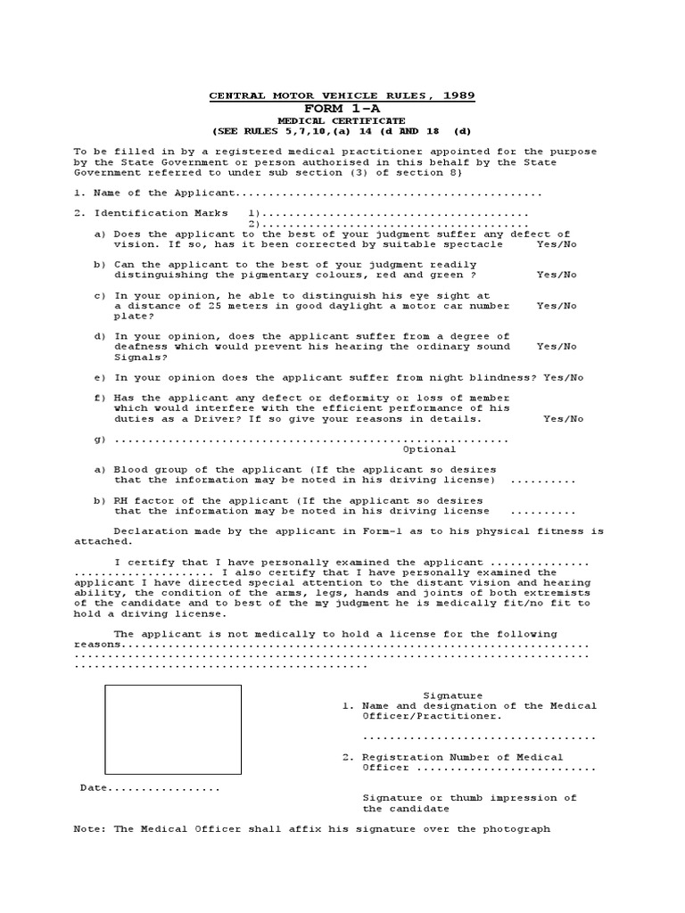 Medical Fitness Form For Drivers License | PDF | Driver's License