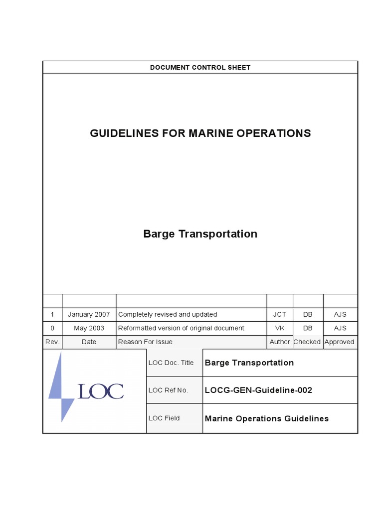 Barge Transportation Guidelines | PDF