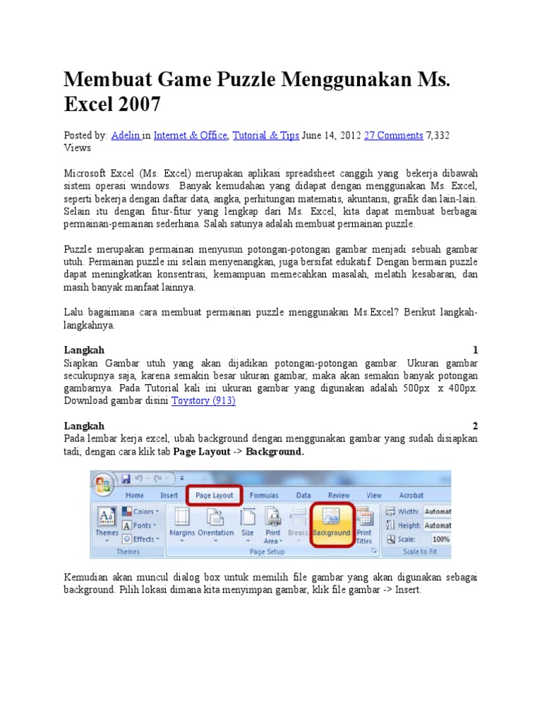 Membuat Game Puzzle Menggunakan Ms Excel Pdf