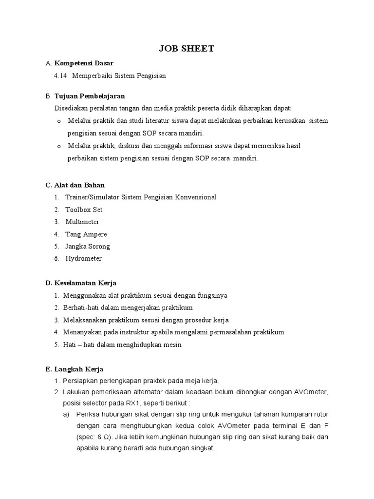 3.4 Jobsheet Pengisian | PDF